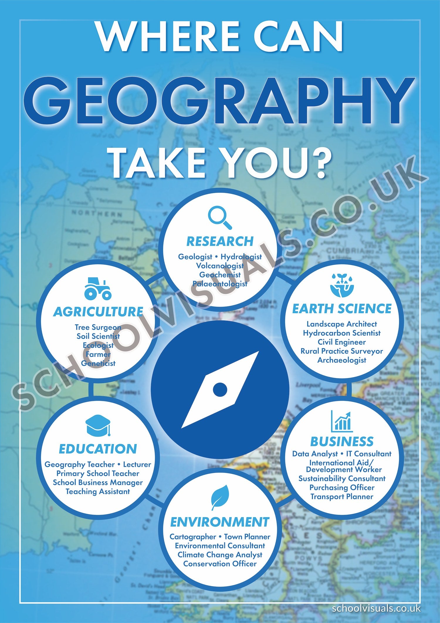 Where Can GEOGRAPHY Take You? Career Poster – School Visuals