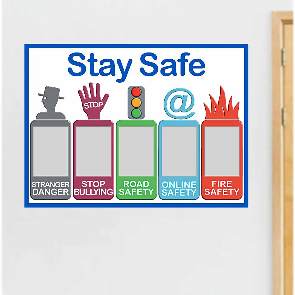 STAY SAFE noticeboard FOAMEX 5mm - 130x95cm – School Visuals